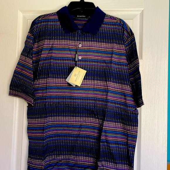 Bugatchi | Shirts | Multi Color Polo Called Midnight | Poshmark